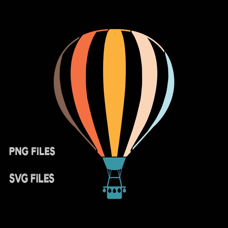 Retro Hot Air Balloon PNG and SVG Cut Files Gondola Parachute ...