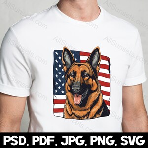 German Shepherd American Flag Svg Png Jpg Pdf Psd File Types USA Themed ...