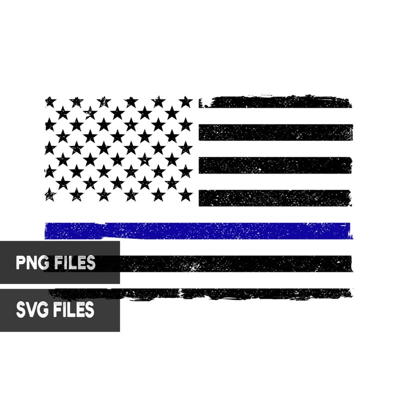 American Flag Thin Blue Line PNG and SVG Cut Files Clipart - Etsy
