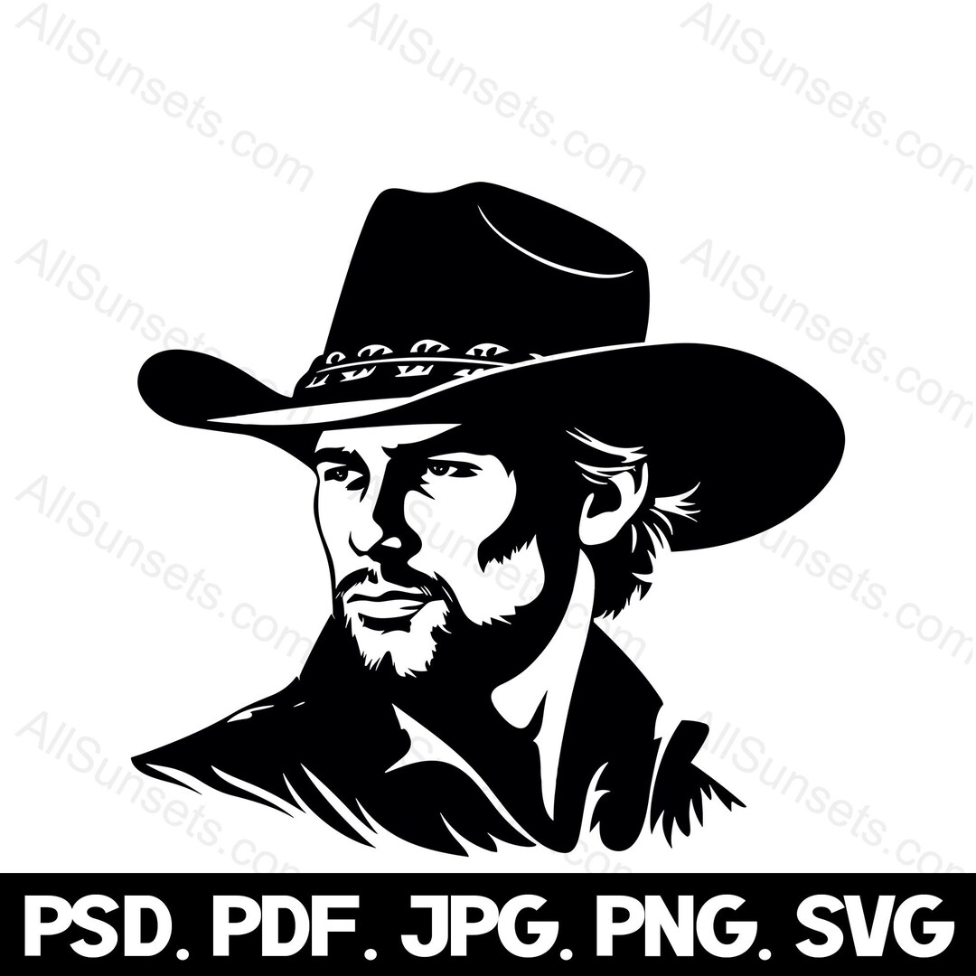 Cowboy Portrait Silhouette Svg Png Svg Jpg Psd File Types Wrangler ...