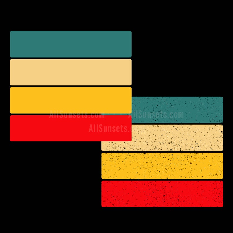 Retro Square Sunset Svg Png Jpg Pdf Psd File Types Clipart Teal Tan ...