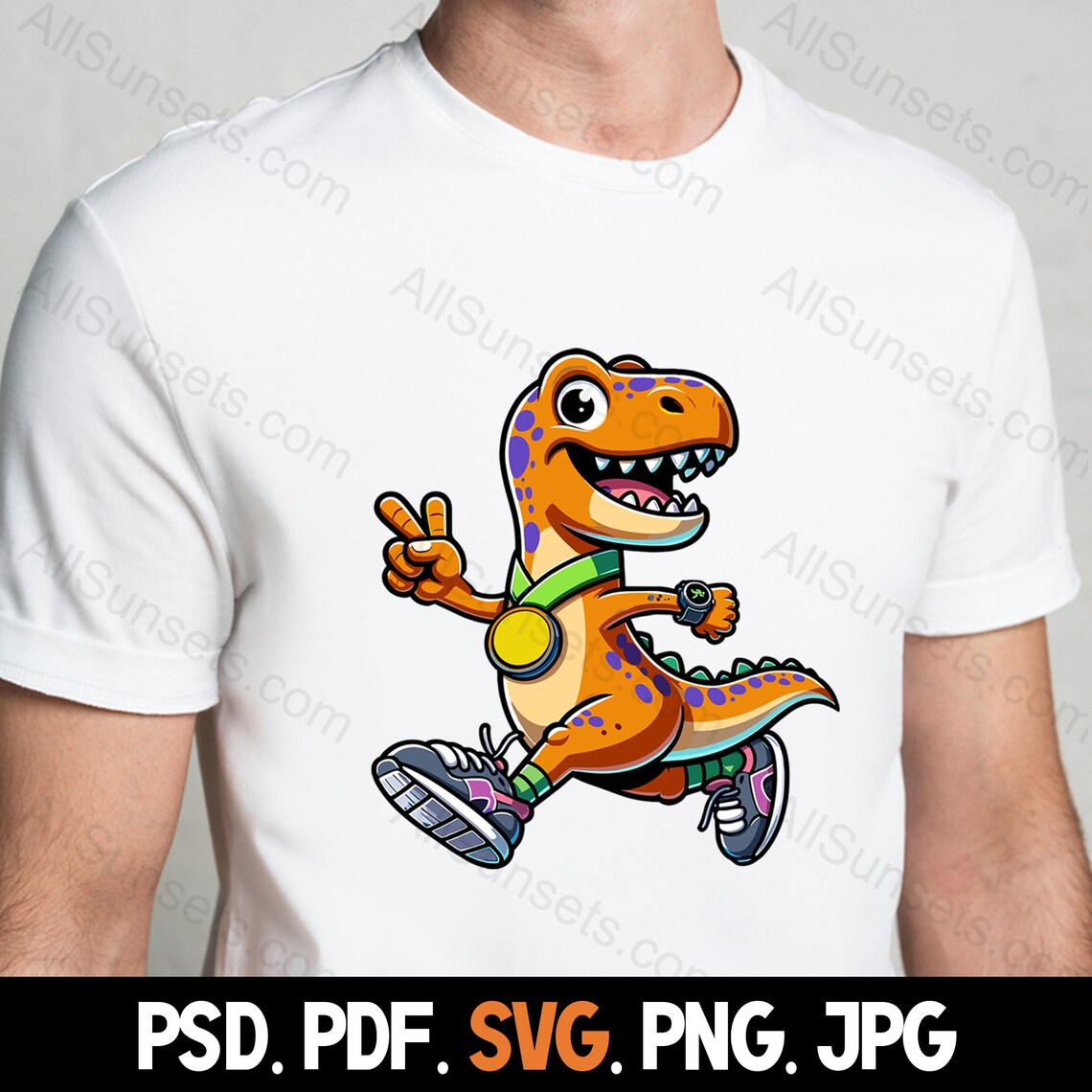 T-rex Dinosaur Jogging Svg Png Pdf Psd Jpg File Types Running Half ...