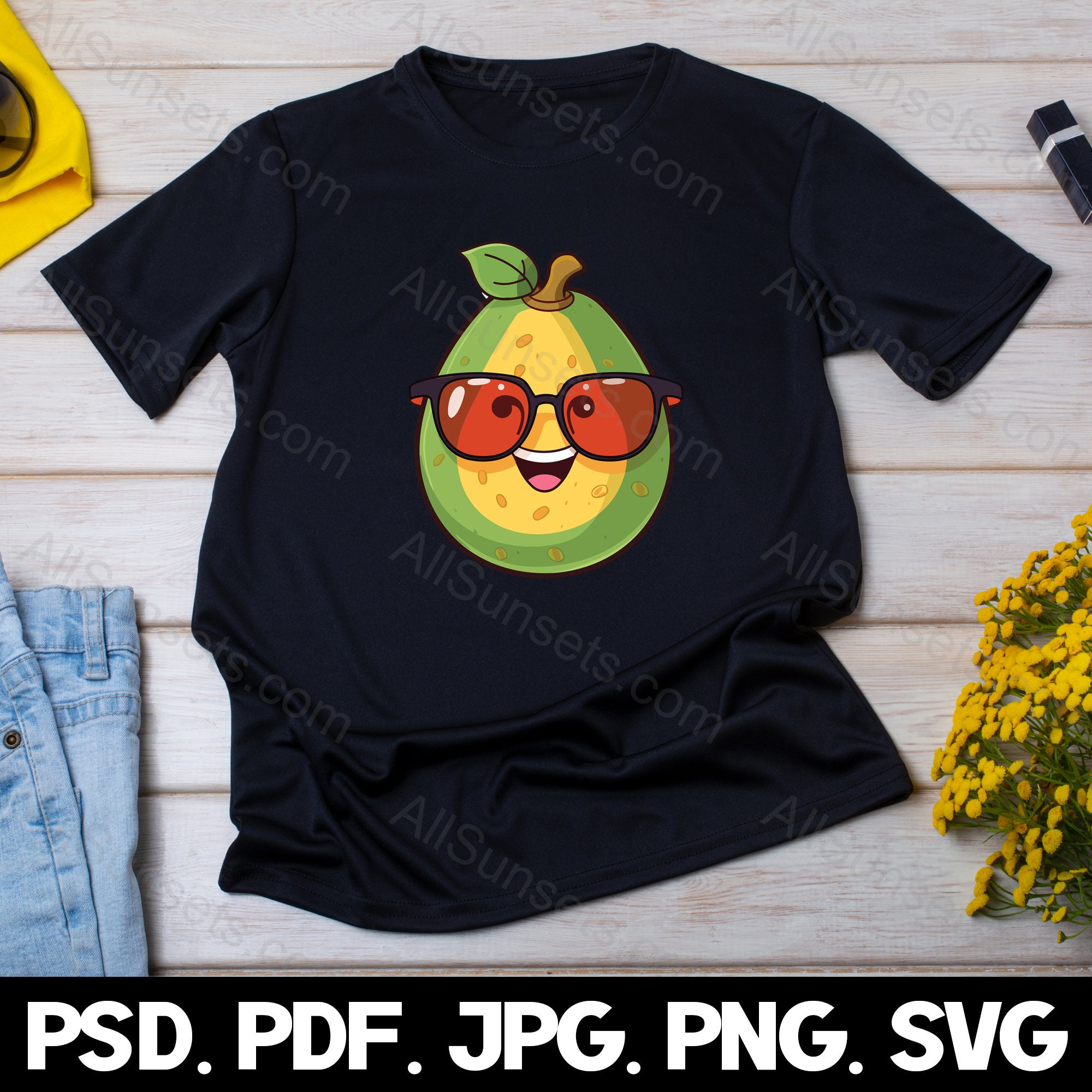 Avocado Wearing Sunglasses Svg Png Jpg Pdf Psd File Types Summer ...