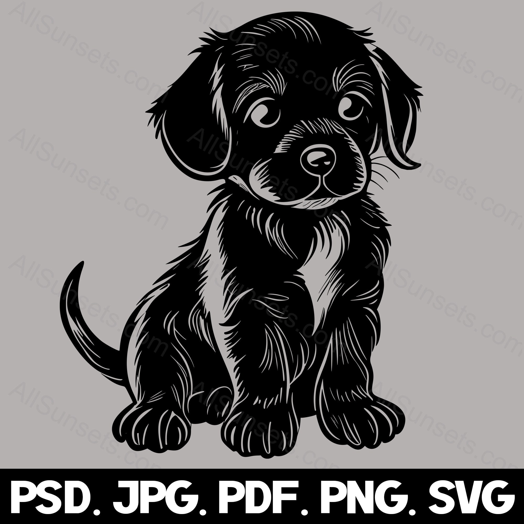Cute Puppy Silhouette Svg Png Jpg Pdf Psd File Types Black Dog - Etsy