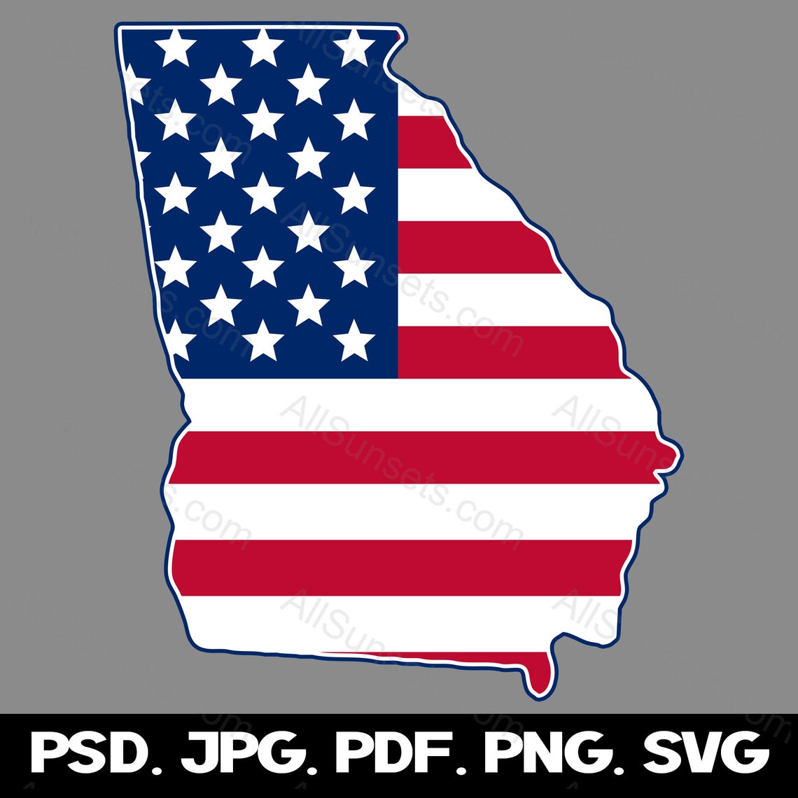 Georgia State Shape American Flag Svg Png Jpg Pdf Psd File Types ...
