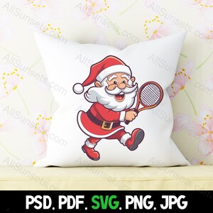 Santa Claus Playing Tennis Svg Png Pdf Psd Jpg File Types Christmas St ...