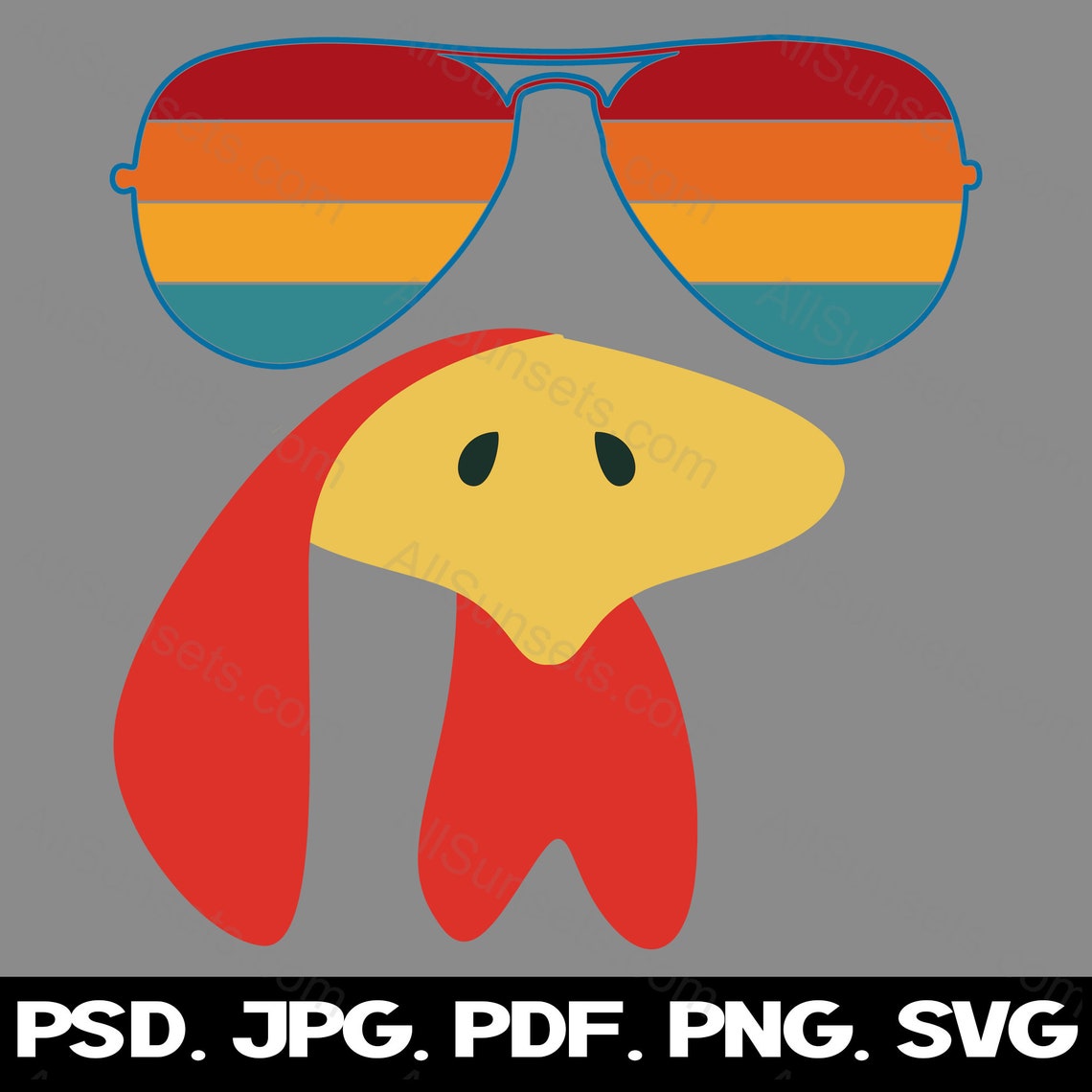 Turkey Face Aviator Sunglasses Svg Png Pdf Psd Jpg File Types - Etsy