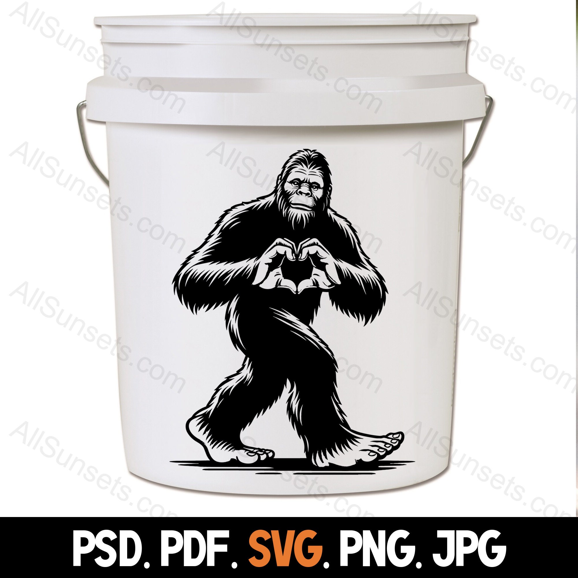 Bigfoot Hands Making Heart Silhouette Svg Png Jpg Psd Pdf File Types ...