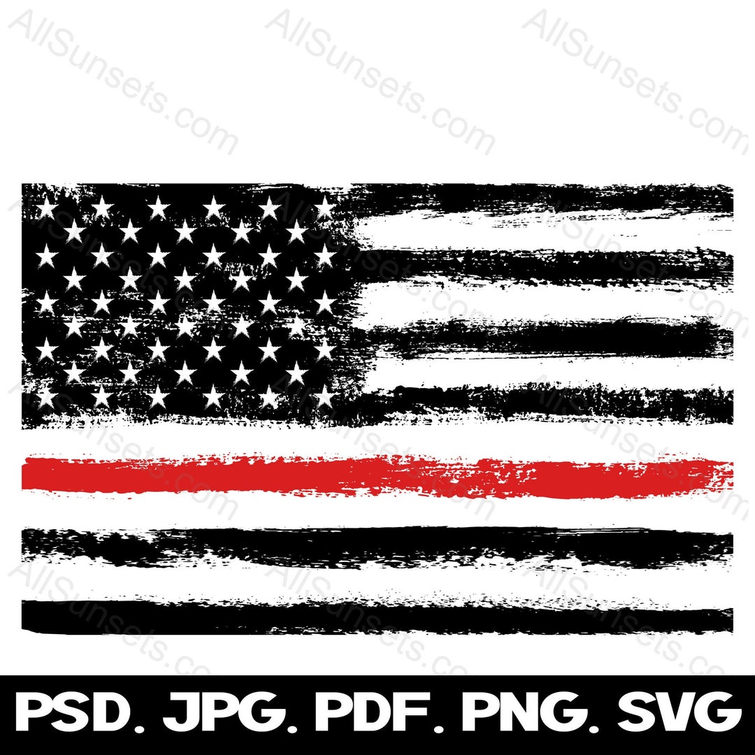 Thin Red Line American Flag PNG Clipart Fireman Memorial - Etsy Australia