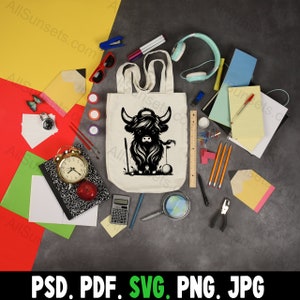 Highland Cow Playing Golf Silhouette Svg Png Pdf Jpg Psd File Types ...