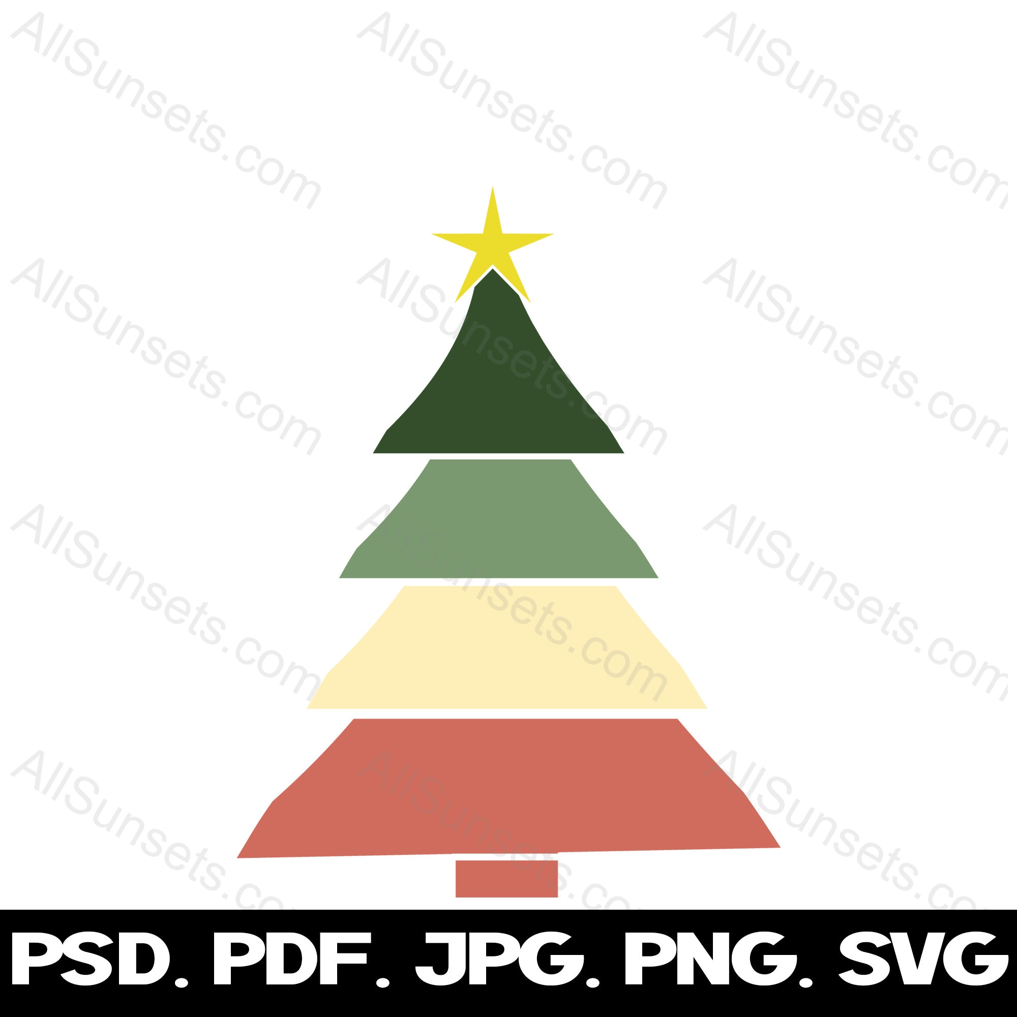 Christmas Tree With Star Svg Png Jpg Pdf Psd File Types Retro - Etsy