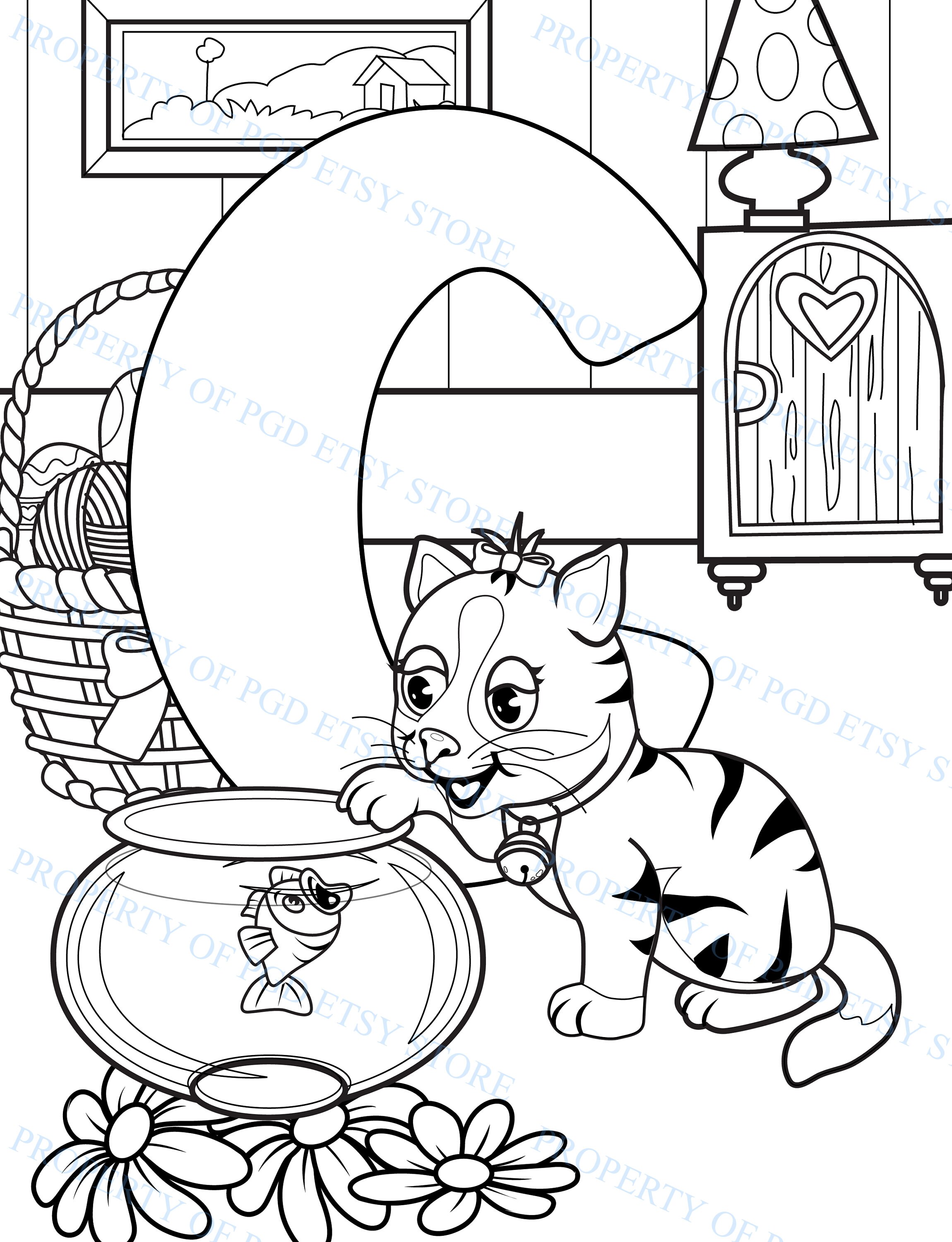 Cats Alphabet Coloring Book for Toddlers A-Z Adorable Cats and Kittens ...