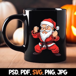 Santa Claus Martial Arts Christmas Clipart Svg Png Pdf Psd Jpg File ...