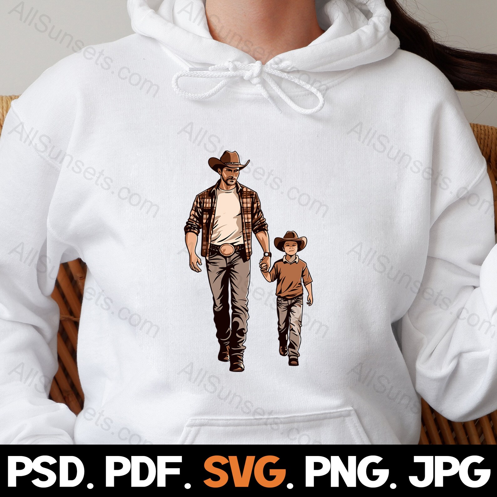 Cowboy Father Son Svg Png Svg Jpg Psd File Types Dad Child Boy Male ...