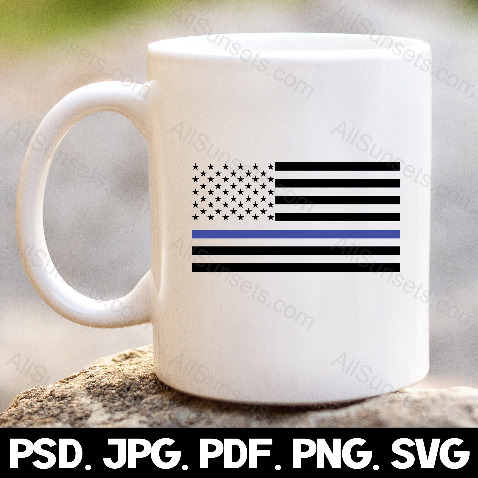 Thin Blue Line American Flag Svg Png Jpg Pdf Psd File Types - Etsy