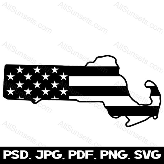 Massachusetts Shape American Flag Svg Png Jpg Psd Pdf File - Etsy