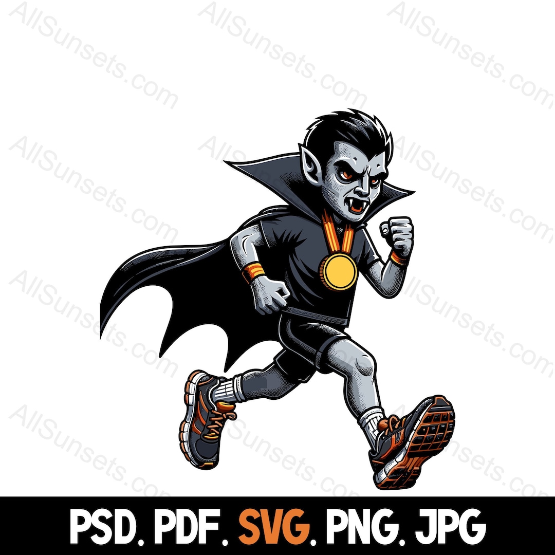 Vampire Jogger Svg Png Pdf Psd Jpg File Types Halloween Running 5k 10k ...