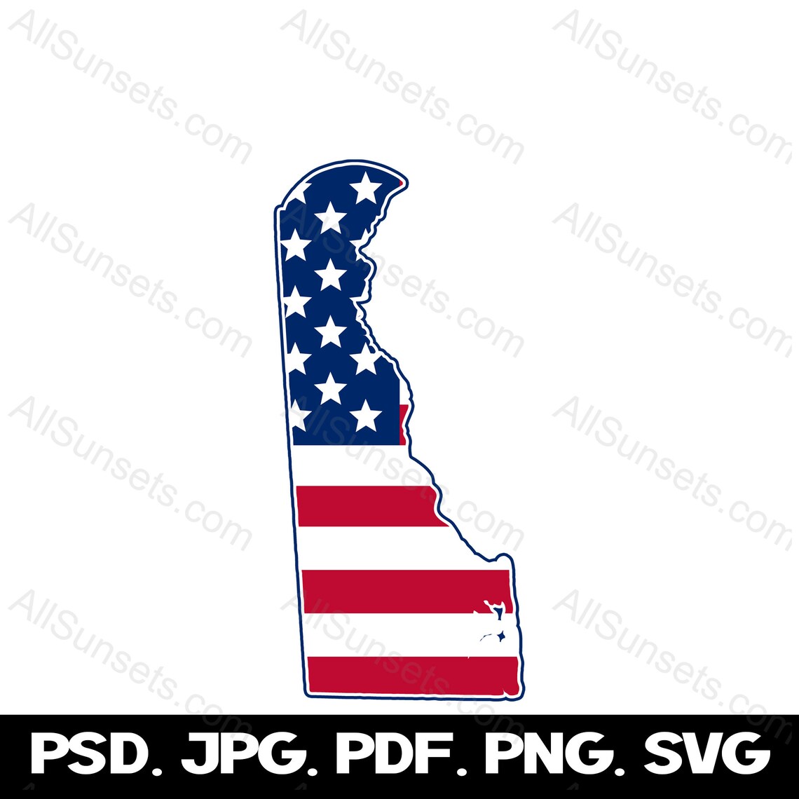 Delaware State Shape American Flag Svg Png Jpg Pdf Psd File - Etsy