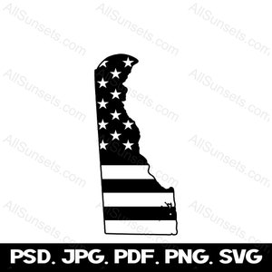 Delaware State Shape American Flag PNG SVG Patriotic Clipart USA State ...