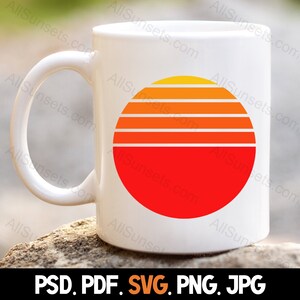 Yellow to Orange Retro Sunset Circle Svg Png Jpg Pdf Psd File Types ...
