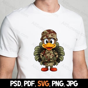 Turkey Wearing Camouflage Thanksgiving Clipart Svg Png Pdf Psd Jpg File ...