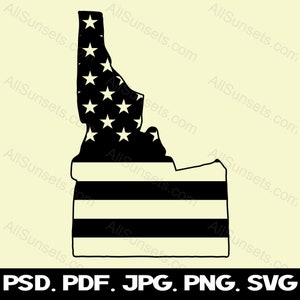 Idaho State Shape American Flag Svg Png Jpg Pdf Psd File Types - Etsy
