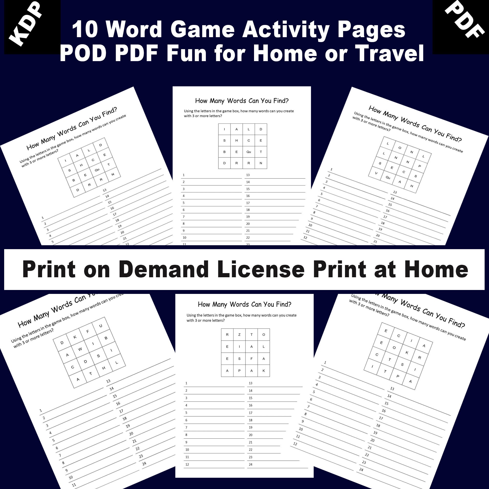 KDP Templates 10 Word Find Games 10 Pages 8.5 x 11 inches | Etsy
