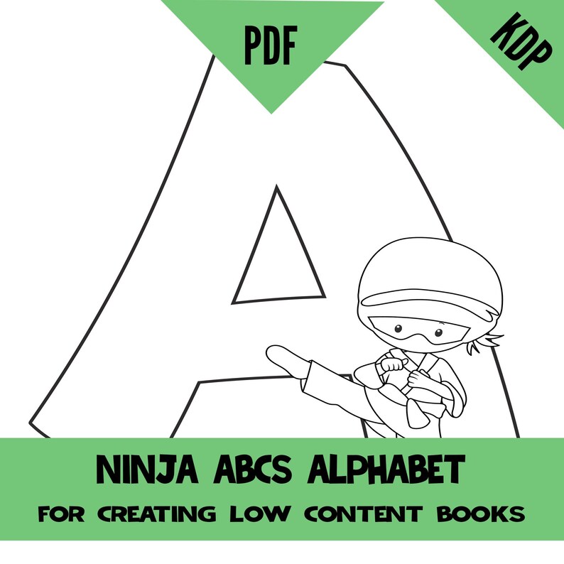 KDP ABC Alphabet Ninja Coloring Interior Pages Sheets PDF Letters ...