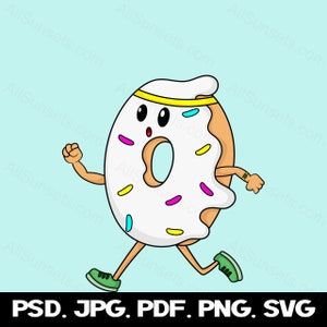 Frosted Donut Running Exercise Fitness Svg Png Pdf Psd Jpg Files ...