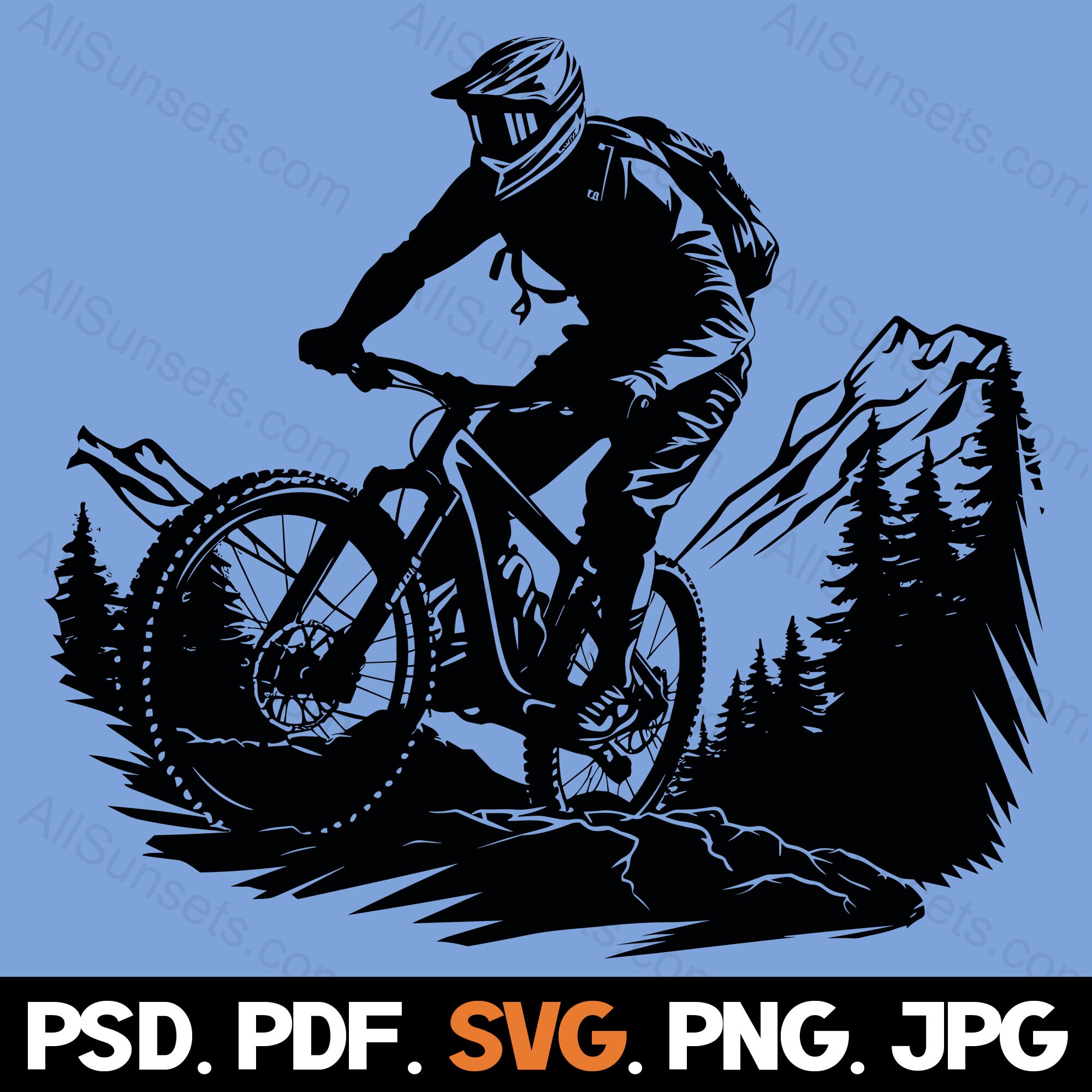 Mountain Biking Silhouette Svg Png Jpg Pdf Psd File Types Cycling Bike ...