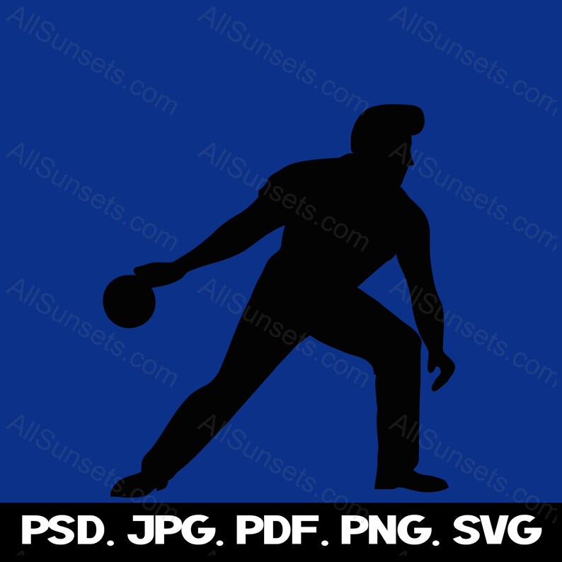 Bowler Male Man Black Silhouette SVG Png Psd Pdf Bowling Ball Person ...