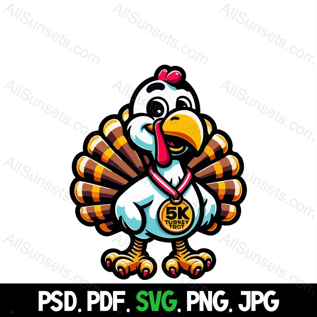 Trotting Turkey Racing Svg Png Pdf Psd Jpg Files Jogging 5k Running ...