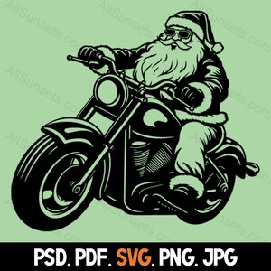Santa Claus Riding A Motorcycle Silhouette Svg Png Psd Jpg Pdf File ...