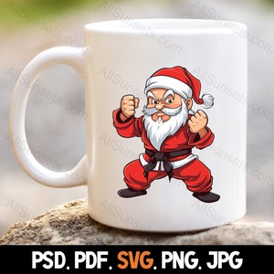 Santa Claus Martial Arts Christmas Clipart Svg Png Pdf Psd Jpg File ...