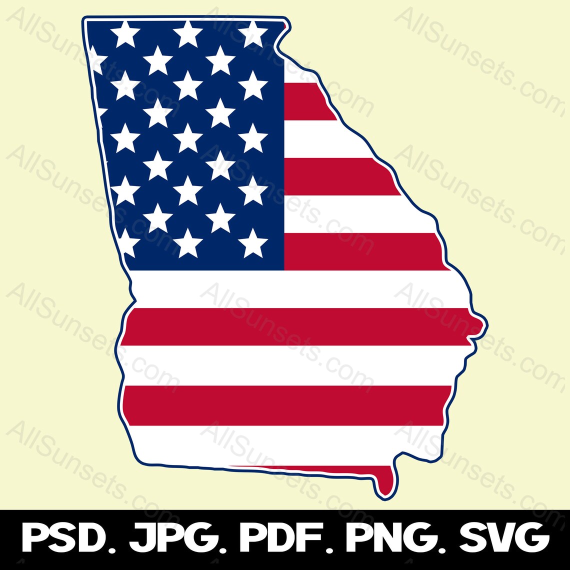 Georgia State Shape American Flag Svg Png Jpg Pdf Psd File - Etsy