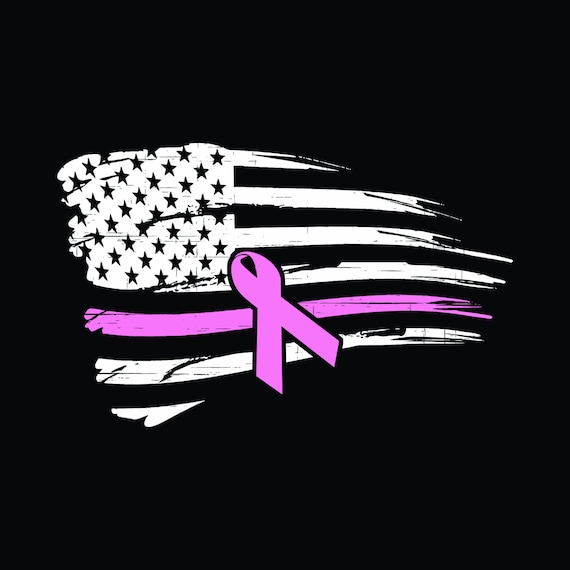 Pink Awareness Ribbon Torn Distressed American Flag Breast | Etsy
