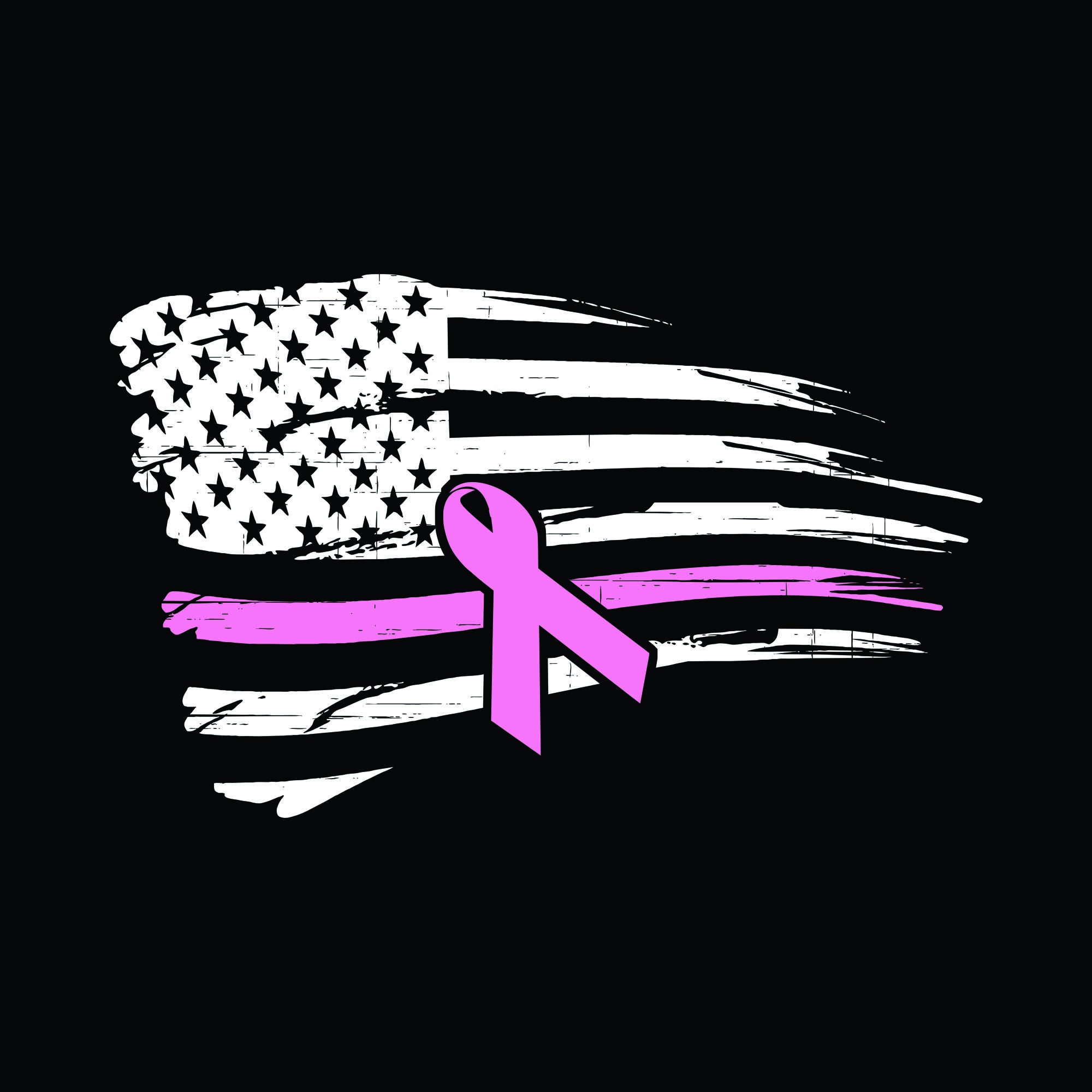 Pink Awareness Ribbon Torn Distressed American Flag Breast | Etsy