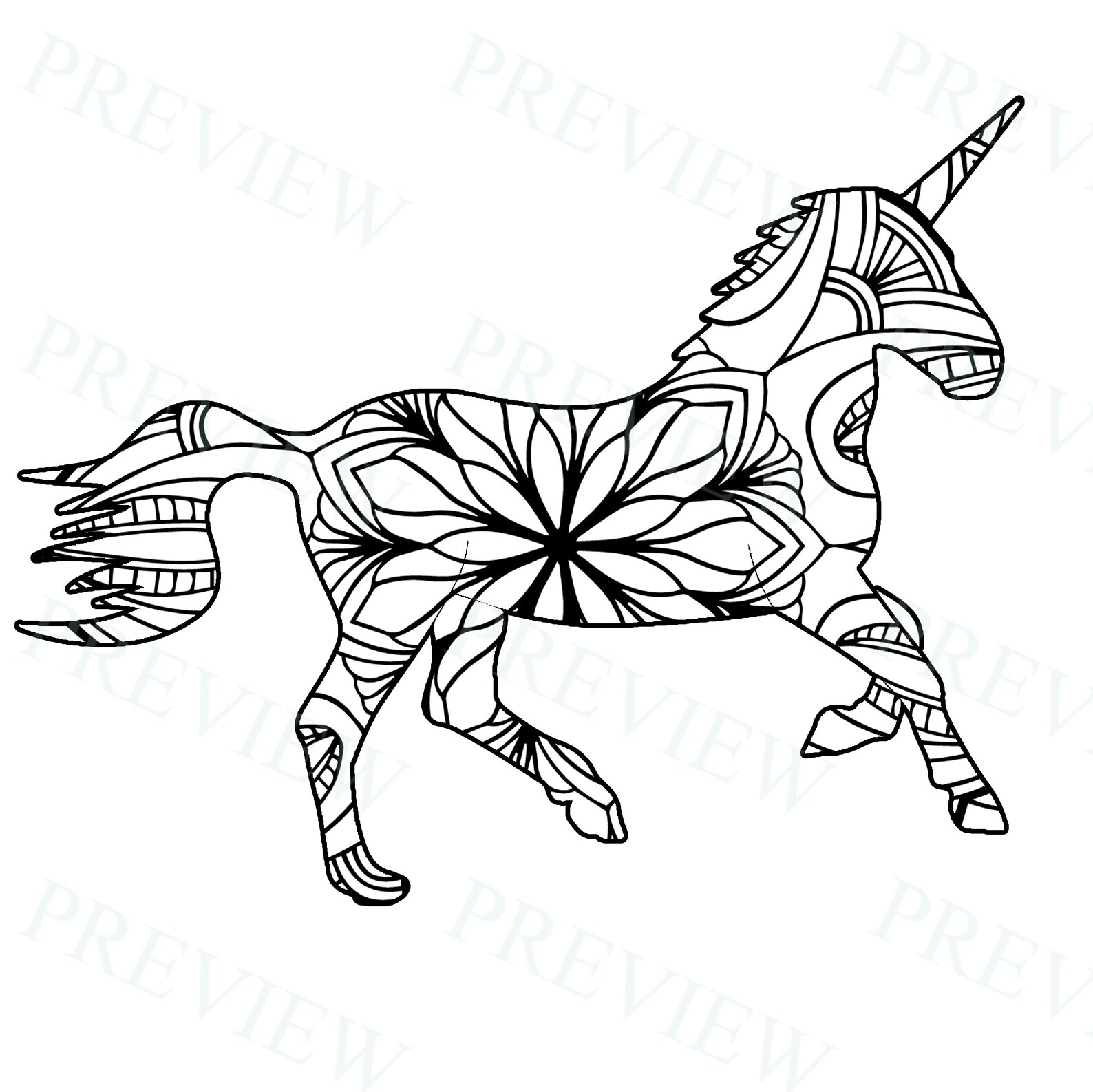 10 Mandala Unicorn Mandala Coloring Pages Commercial License - Etsy