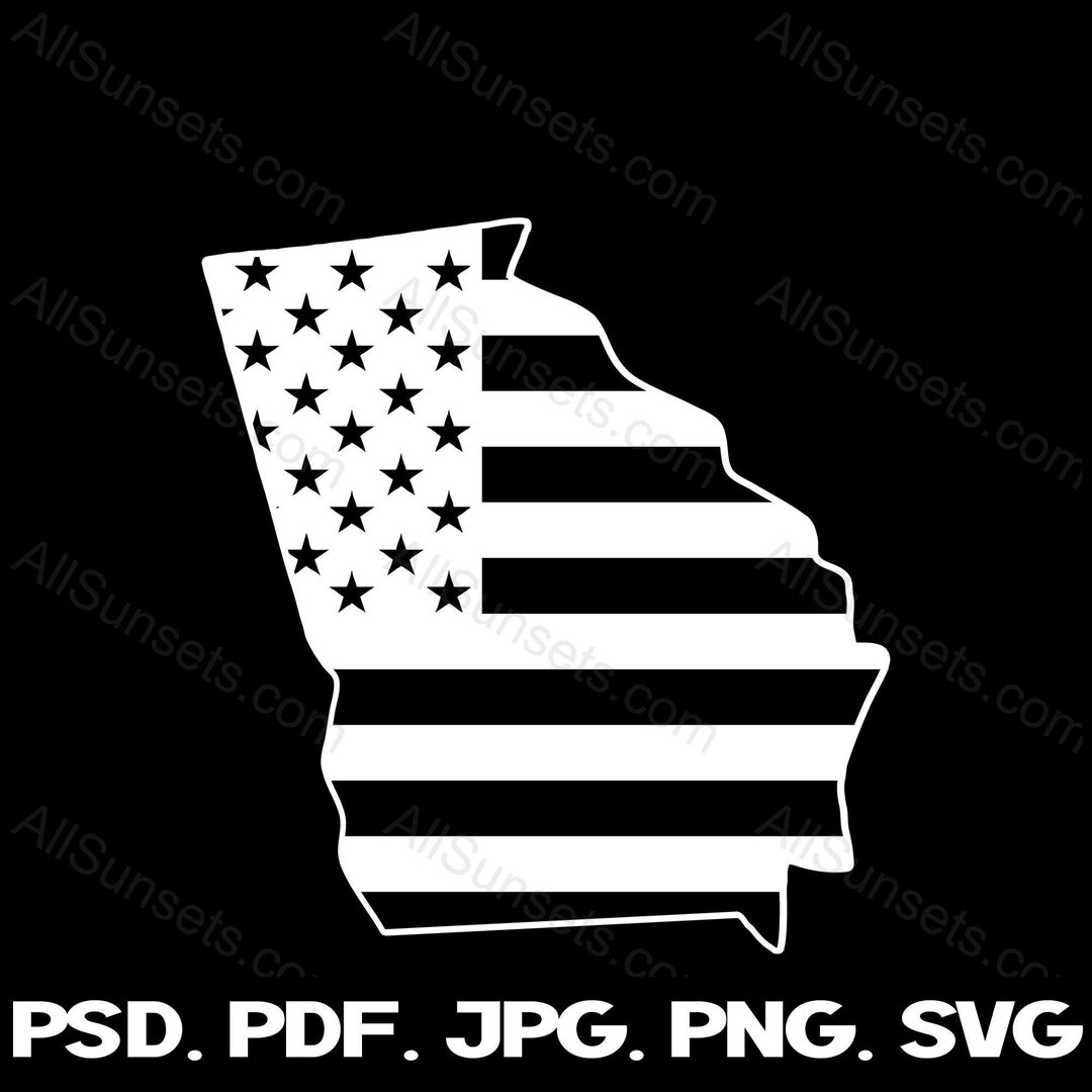 Georgia State Shape American Flag Svg Png Jpg Pdf Psd File Types ...