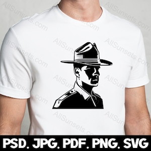 State Trooper Silhouette Svg Png Jpg Pdf Psd File Types Deputy Portrait ...