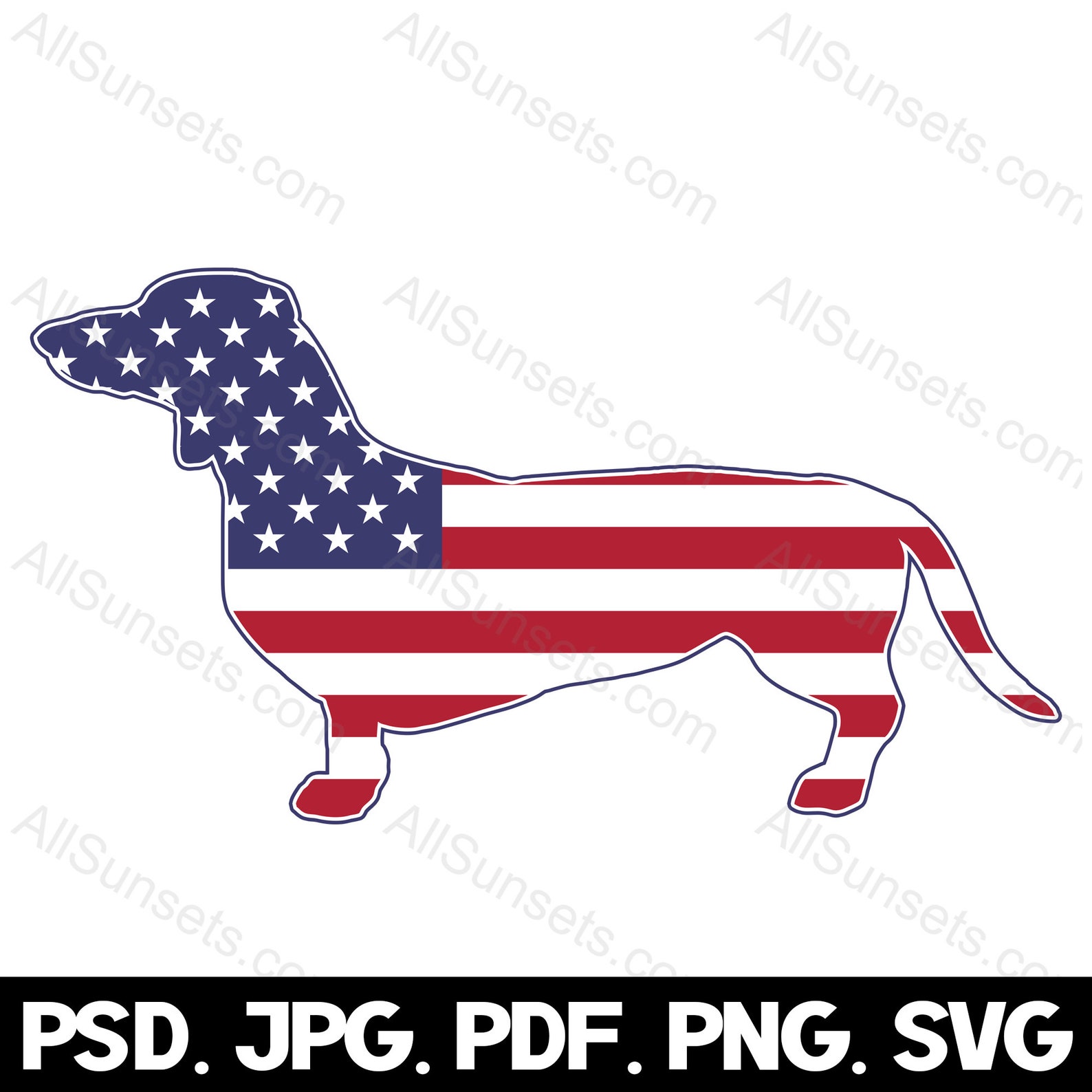 Dachshund Dog Shaped American Flag Svg Png Jpg Pdf Psd File Types ...