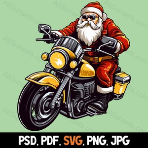 Santa Claus Biker Motorcycle Rider Svg Png Psd Jpg Pdf File Types ...