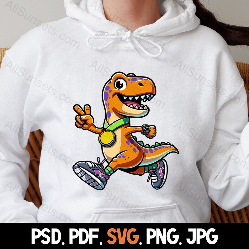 T-rex Dinosaur Jogging Svg Png Pdf Psd Jpg File Types Running Half ...