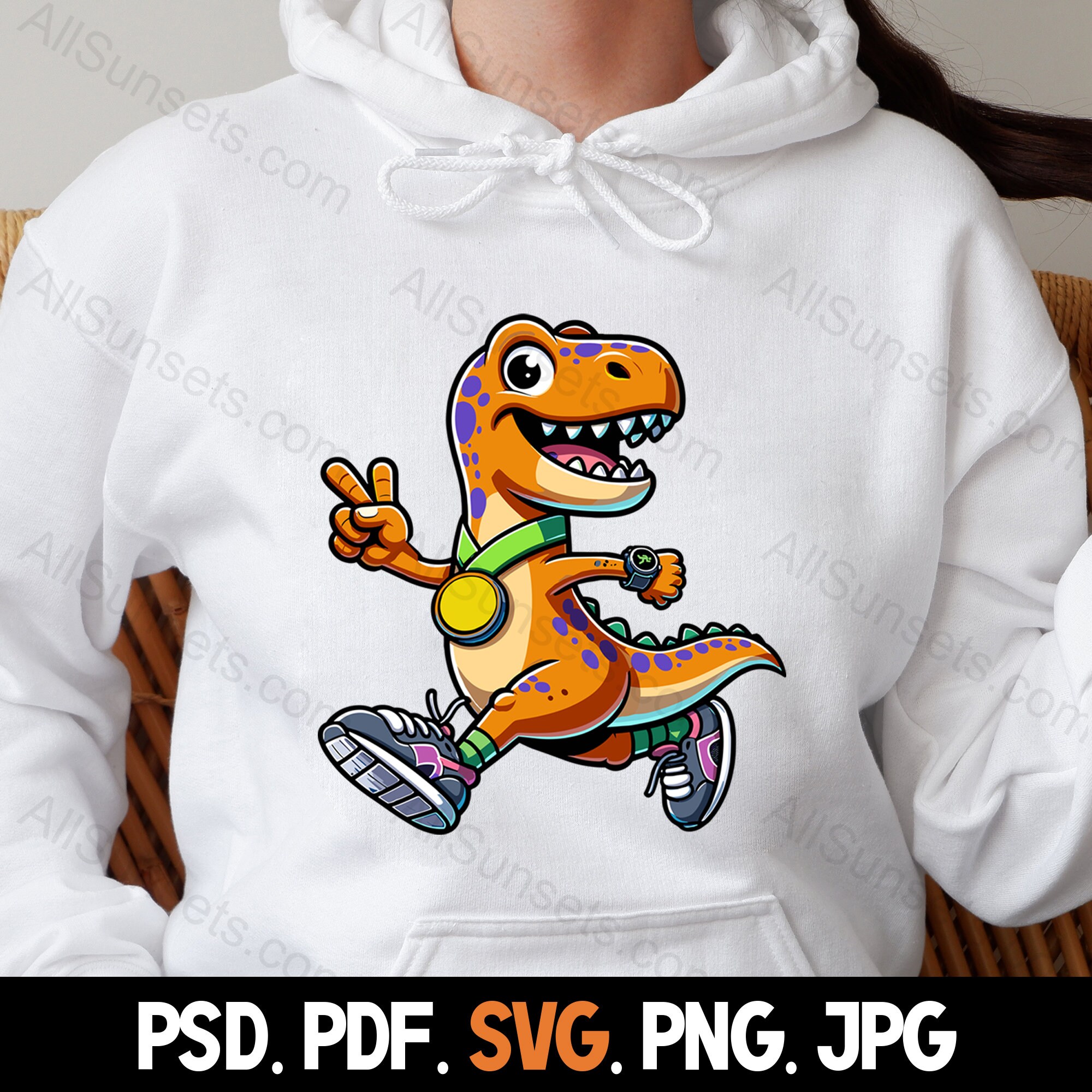 T-rex Dinosaur Jogging Svg Png Pdf Psd Jpg File Types Running Half ...