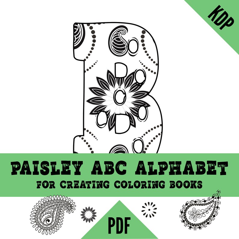 KDP Alphabet Paisley Coloring Pages Sheets PDF ABC Letters - Etsy