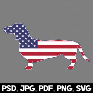Dachshund Dog Shaped American Flag Svg Png Jpg Pdf Psd File Types ...