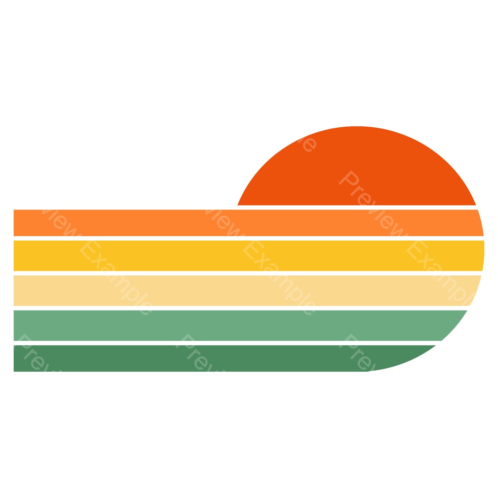 25 Retro Sunsets Basic Shapes Clip Art PNG Circle Rectangle Various ...