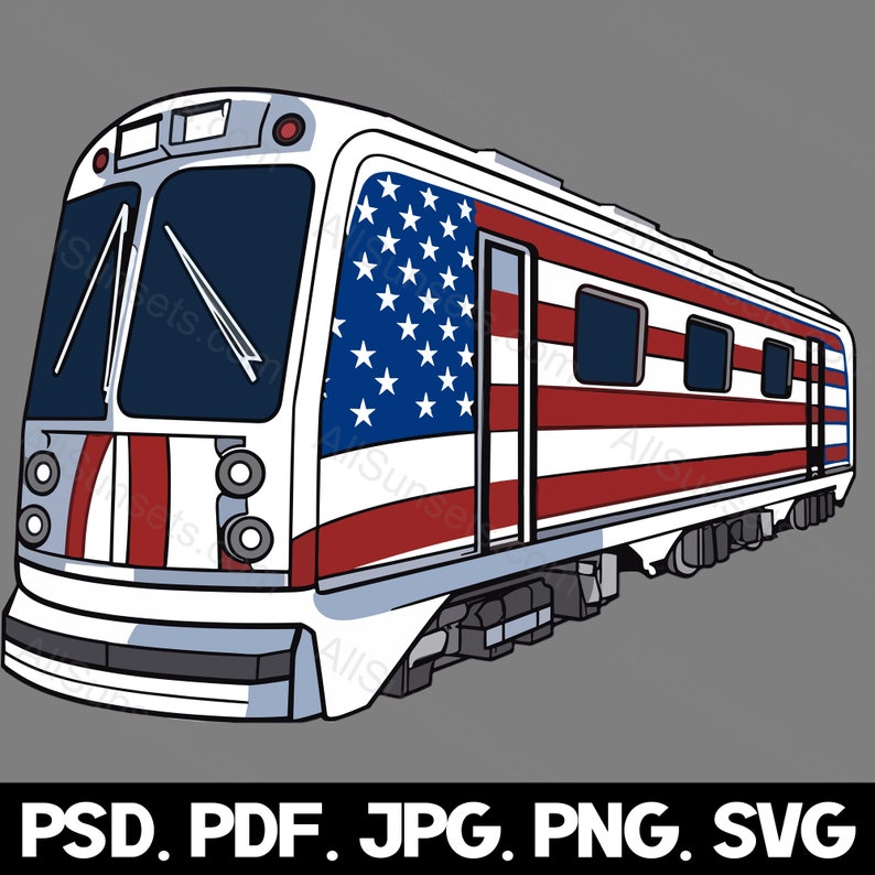 Patriotic Subway Train Svg Png Jpg Pdf Psd File Types Modern - Etsy
