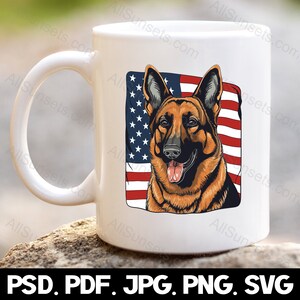 German Shepherd American Flag Svg Png Jpg Pdf Psd File Types USA Themed ...