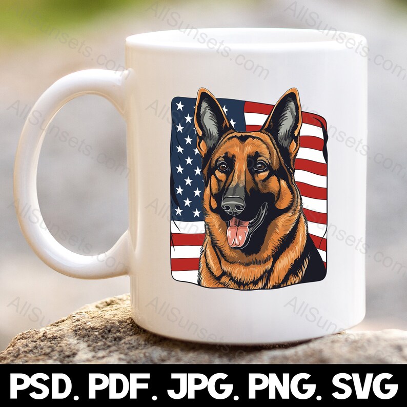 German Shepherd American Flag Svg Png Jpg Pdf Psd File Types USA Themed ...